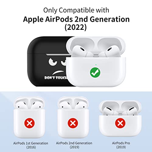 Airpods Pro 2nd/1st Generation Case Cover 2022/2019,CACOE Silicone Case for AirPods Pro 2nd/1st,Protective Skin AirPod Pro 2nd/1st Cases Shockproof Air Pod Cute Funny Accessories with Keychain(Black)