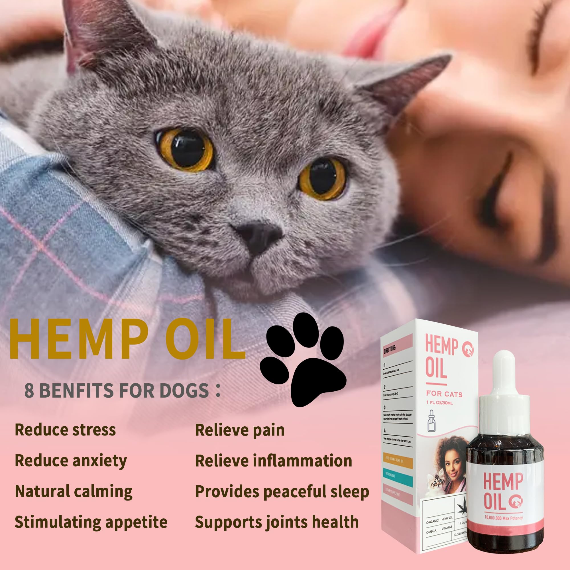ZOEDUL Calm Your Feline Friend with Hemp Oil for Cats - Cat Calming, Cat Anxiety Relief, Digestion, Immunity, Hip & Joint Support