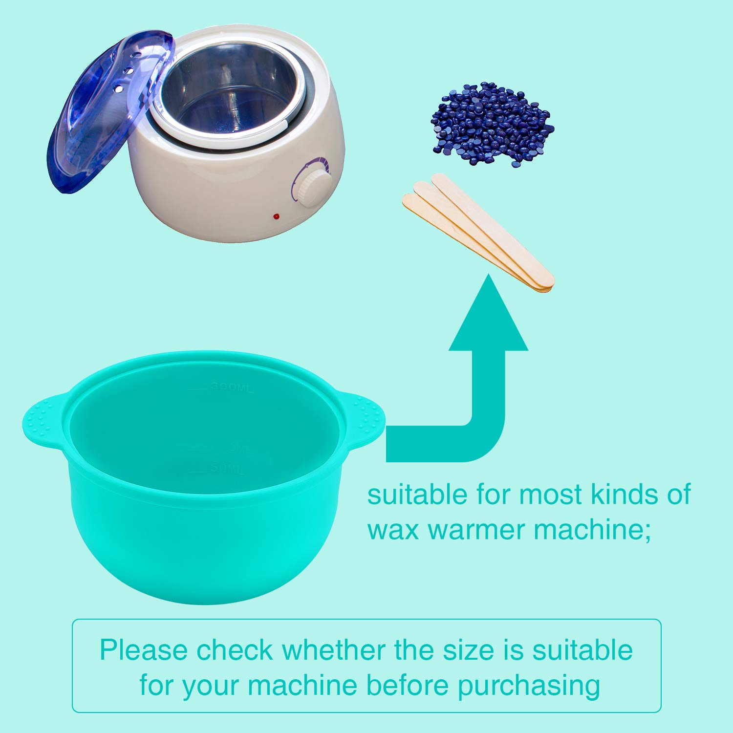 3 Pieces Silicone Wax Pot Replacement, 14 oz Wax Pot Insert for Hair Removal Wax Warmer Liner Removable Waxing Bowl for Home Use Wax Machine Accessory, 500 ml
