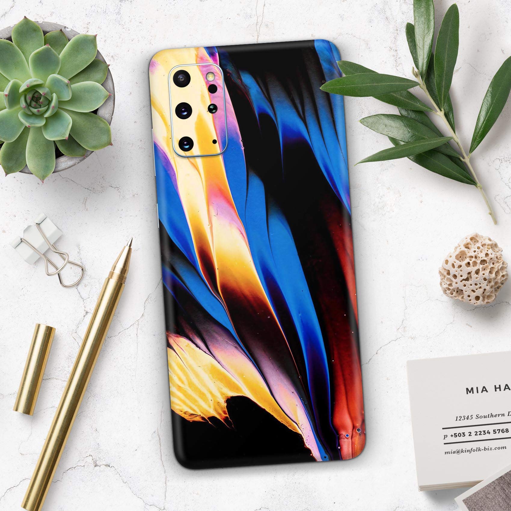 DesignSkinz Liquid Abstract Paint V42 Protective Vinyl Decal Wrap Skin Cover Compatible with The Samsung Galaxy S20 (Screen Trim & Back Glass Skin)