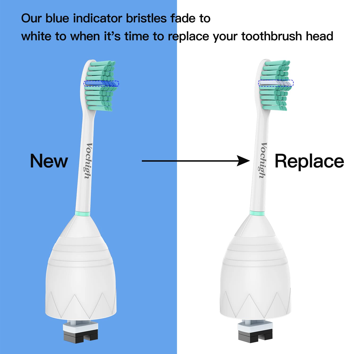 Vochigh Replacement Toothbrush Heads Compatible with Philips-Sonicare: fits e-Series HX7022 CleanCare & Xtreme Screw-on Electric Brush Handles, 6 Pack