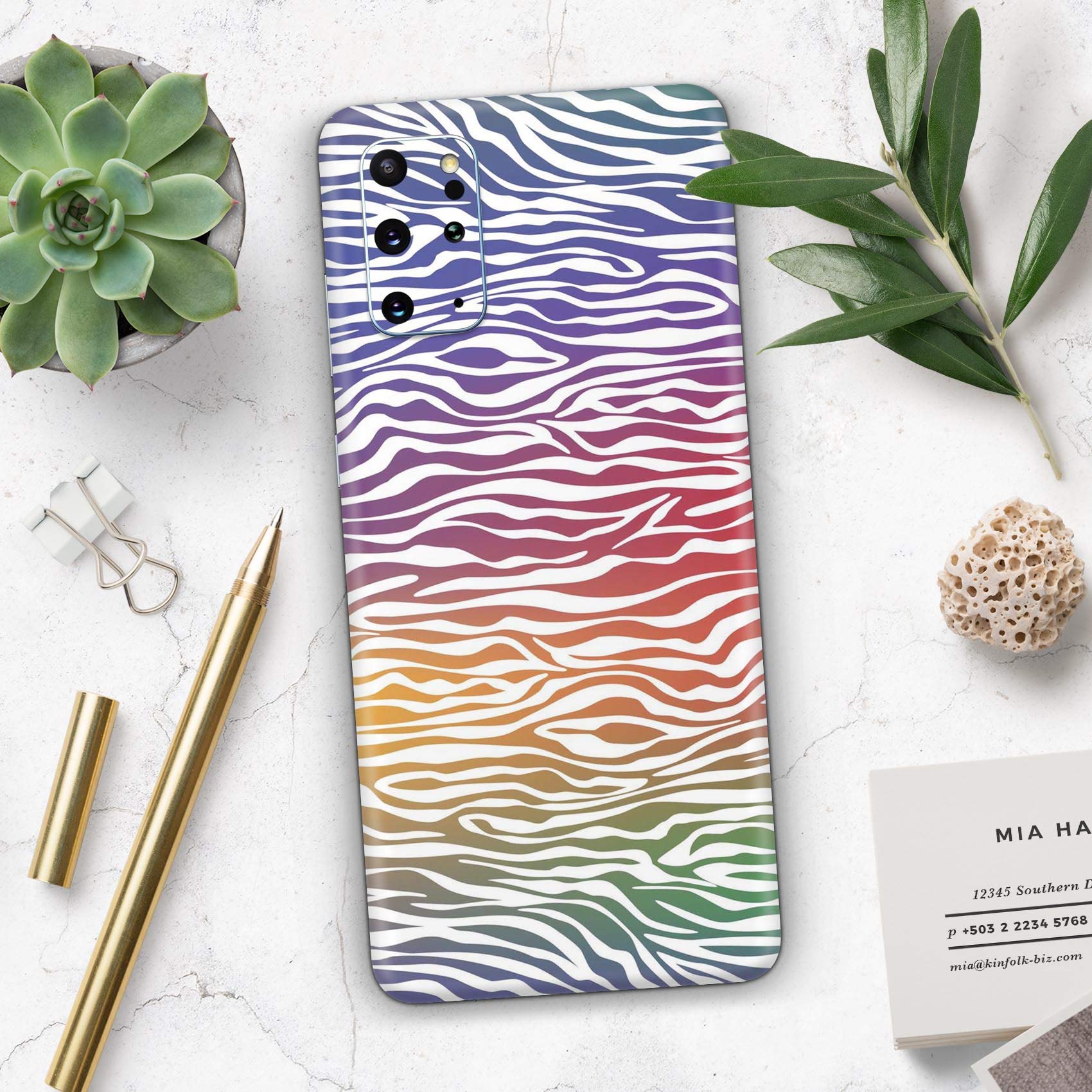 DesignSkinz Colorful Vector Zebra Animal Print Protective Vinyl Decal Wrap Skin Cover Compatible with The Samsung Galaxy S20 (Screen Trim & Back Glass Skin)