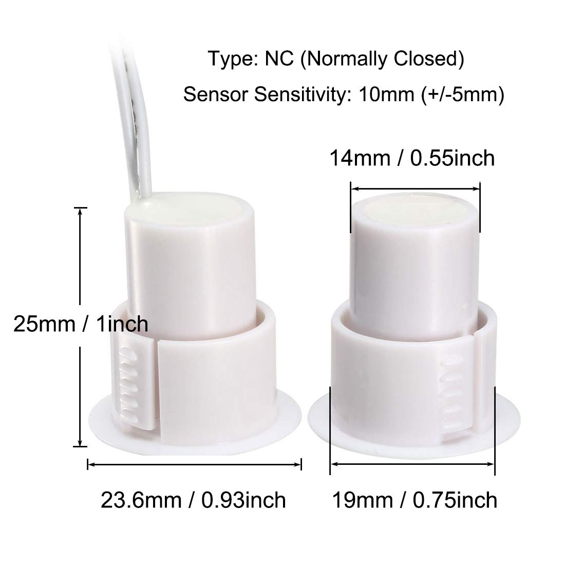 VictorsHome Magnetic Reed Switch RC-36 NC Recessed Wired Window Door Contact Sensor for Home Security and Burglar Alarm Systems 10 Pcs