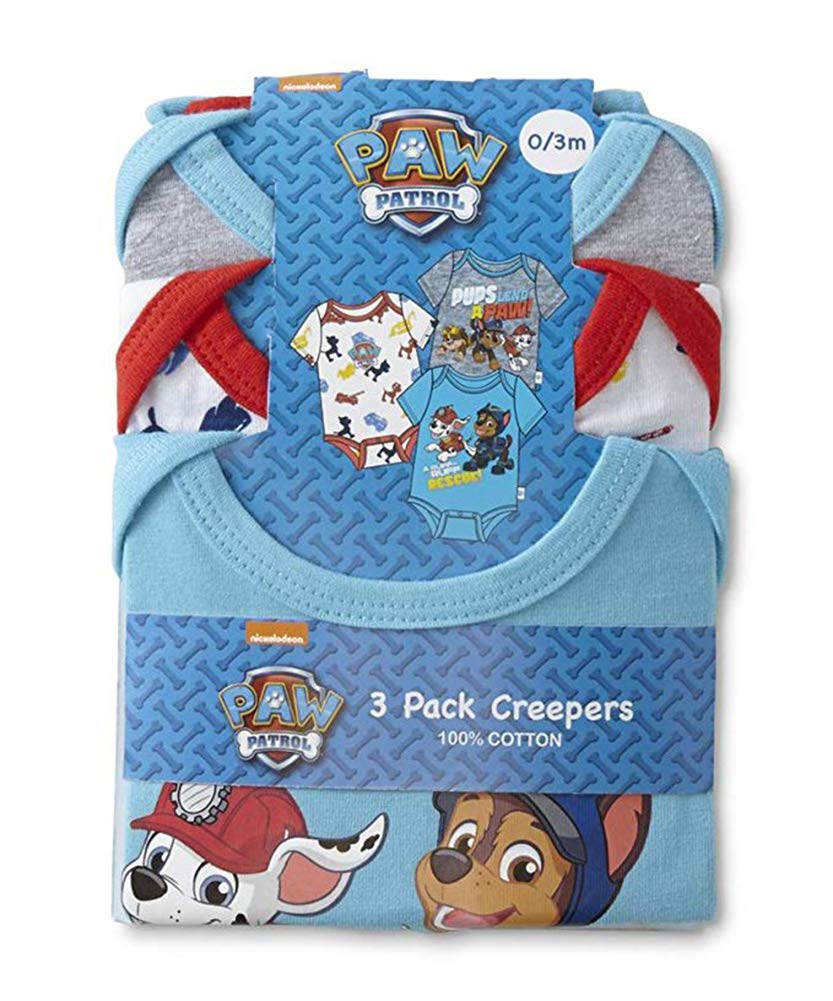Nickelodeon Paw Patrol Baby Boys Three-Pack Bodysuits (0-3 Months) Multi