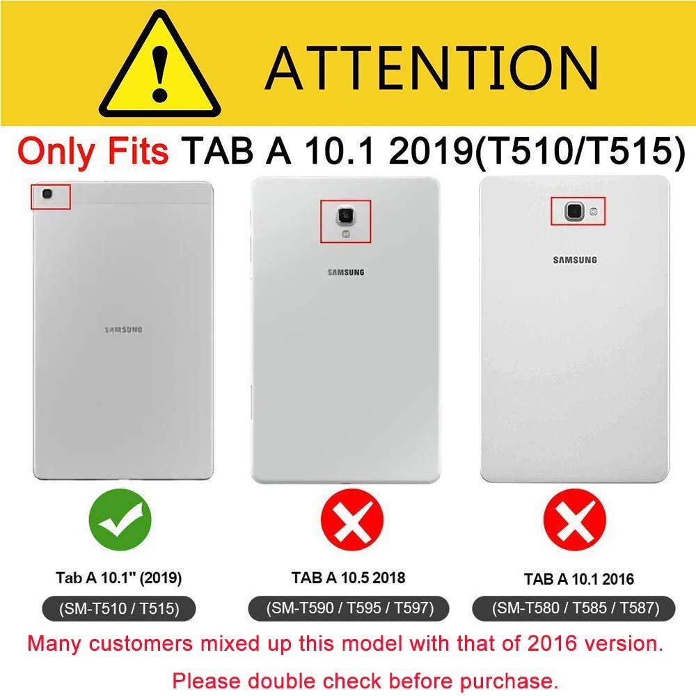Samsung Galaxy Tab A 10.1 Case 2019 | Herize SM-T510/T515 Shockproof Rugged Protective Case Cover with Built-in Screen Protector, 360 Stand,Hand Strap& Shoulder Strap for Galaxy Tab A 10.1 Inch-Black