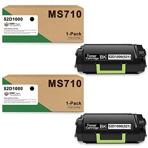 52D1000 521 Toner Cartridge:DRA Compatible Replacement for Lexmark MS710 MS811dtn MS811dn MS810n MS810dn MS710n MS711dn MS810dtn MS710dn MS810de MS811n Printer (2 Pack, Ink Cartridge), Black