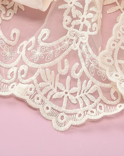 Easisim Newborn Infant Baby Girl Clothes Lace Embroidery Halter Backless Romper Jumpsuit Bodysuit Outfits (Beige,12-18 Months)