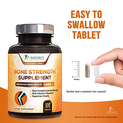 Bone Supplement with 1000 mg Calcium, Magnesium, Boron, Zinc, Vitamin D3 and K - Dietary Supplements for Bone Strength with Calcium Citrate and MCHA - Non-GMO, Gluten and Soy Free - 120 Capsules