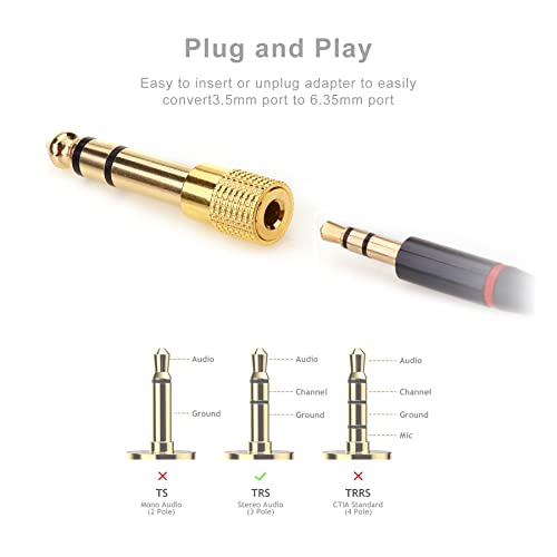 NANYI 4PCS 1/4'' to (1/8'') 3.5mm Stereo Headphone Adapters for Audio Connector, 3.5mm Female to 6.35mm Male Jack Plug Stereo Adapter for Headphone Adapte