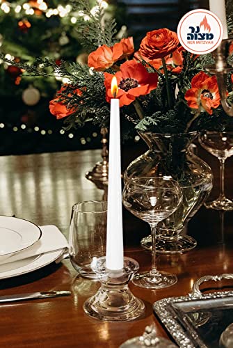 Classic White Taper Candles β 8 Inch β 30 Bulk Pack β for Shabbat, Dinner Tables, Restaurants, Ceremonies and Emergency - 7 Hour Burn Time