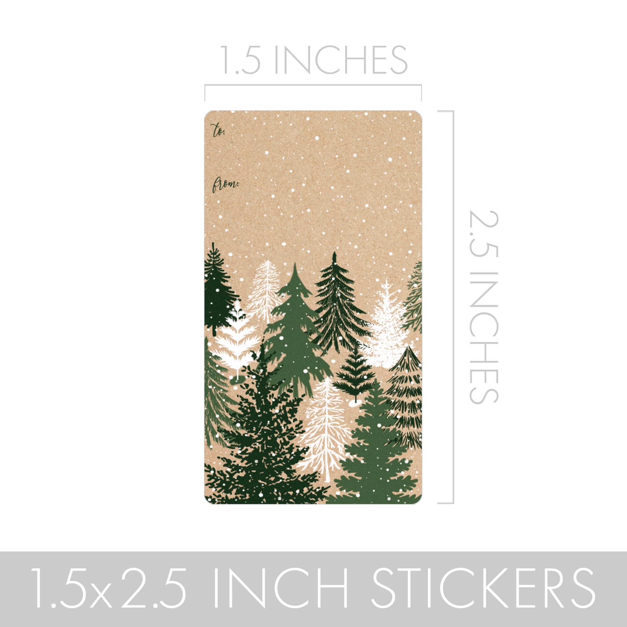 Evergreen Christmas Gift Tags, Self-Adhesive Stickers – 75 Gift Wrap Tags, Peel and Stick Christmas Gift Tags