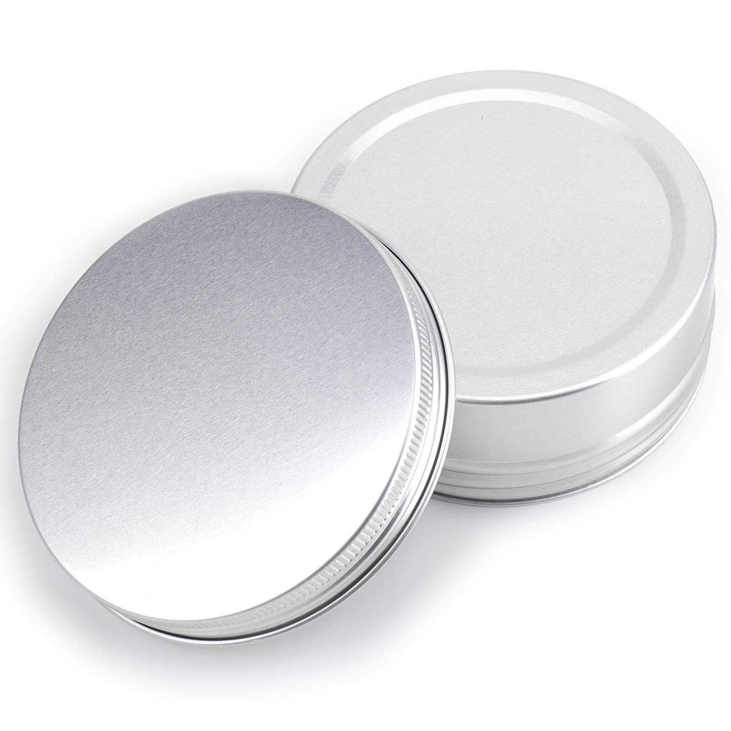 Foraineam 24 Pack 8 oz / 240ml Round Aluminum Tin Cans with Screw Top Lids - Large Metal Empty Tea Storage Case Jars - Spice Salve Hair Wax Cosmetic Cream Containers