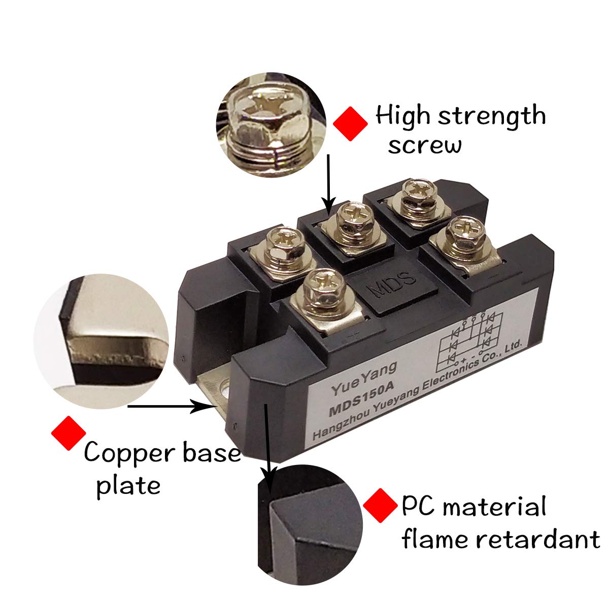 YueYang MDS150A 3-Phase Diode Bridge Rectifier 150A1600V Full Wave Diode Module