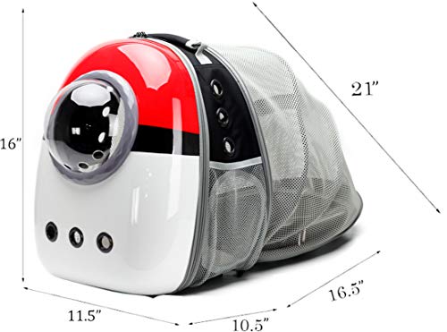 Expandable Cat Carrier Backpack Bubble, Space Capsule Bubble Pet Travel Carrier for Small Dog, Pet Hiking Traveling Backpack (Pokemon, Expandable Backpack - Solid Hard)