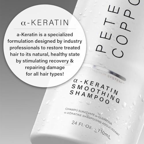 PETER COPPOLA A-Keratin Smoothing Shampoo - Sulfate Free Shampoo Infused with Argan Oil, Avocado, and Hydrolyzed Keratin Smooths, Softens, & Hydrates Thick, Coarse, Frizzy Hair (24oz)