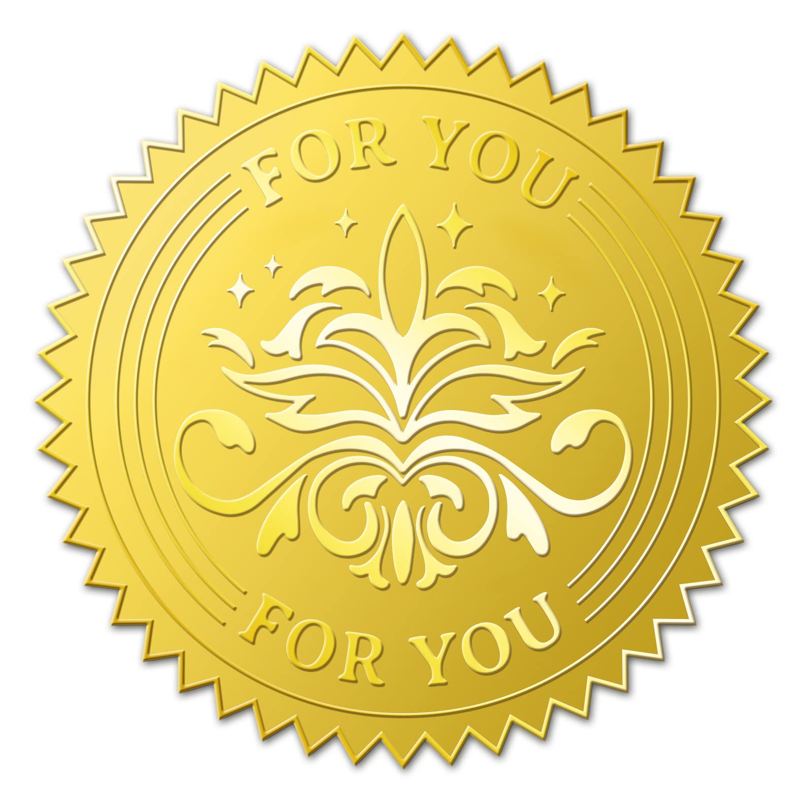 BENECREAT 100 Packs For You Vintage Filigree Embossed Gold Foil Stickers Vintage Filigree Self Adhesive Certificate Seals for Graduation, Notary Seals