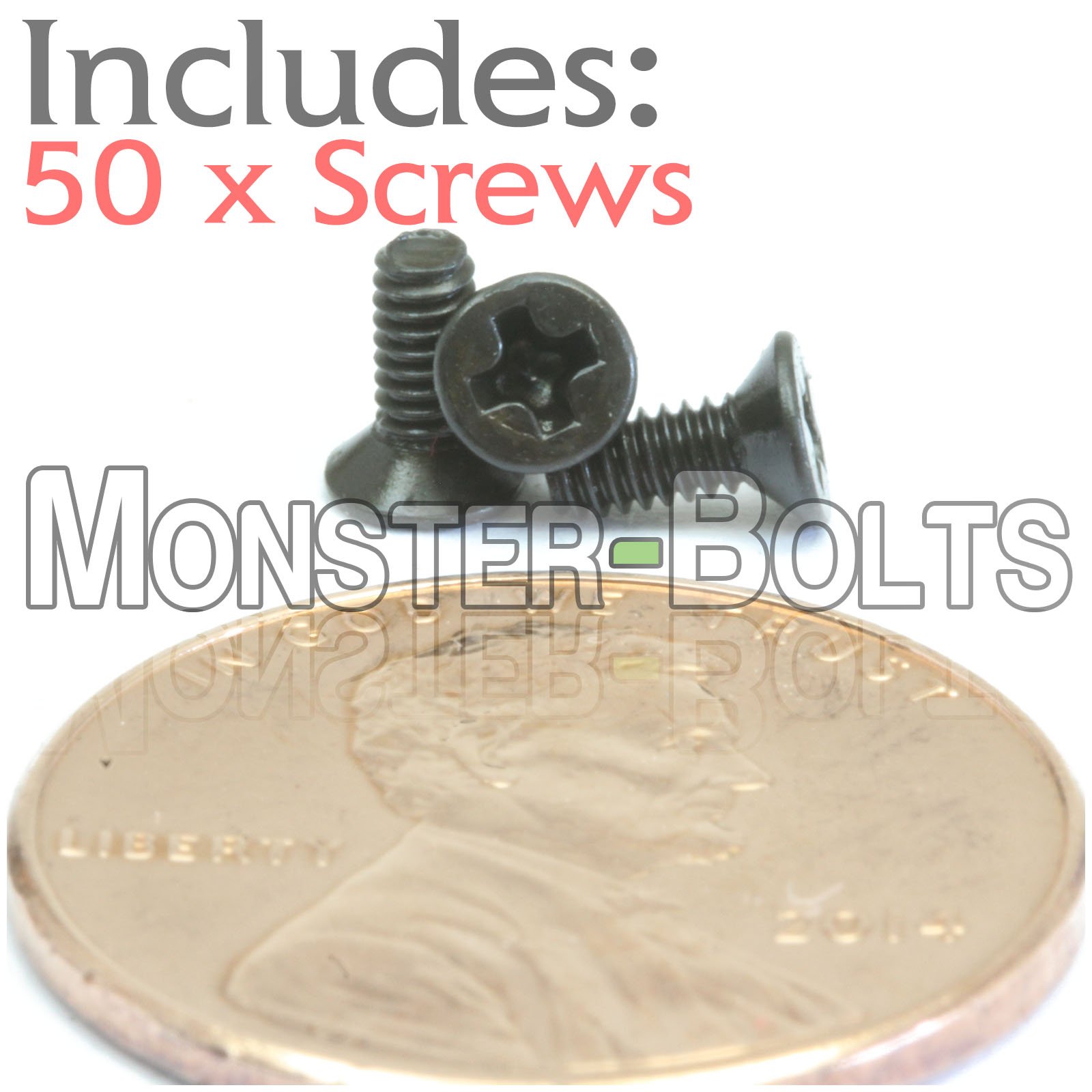 MonsterBolts - M2 x 5mm Phillips Flat Head, DIN 965, Alloy Steel, Black Oxide, 50 Pack
