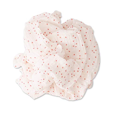 Red Rover Kids Cotton Muslin Swaddle - 47”x 47”- 100% Cotton – Machine Washable – Softer with Every Wash – Playful Designs -Soft, Breathable & Lightweight – Unisex (Cherry Petals)