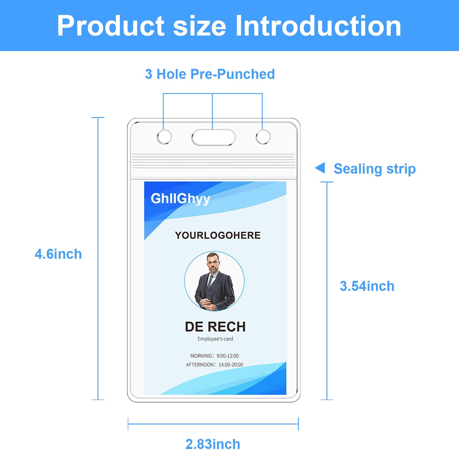 20PCS Vertical Transparent Id Badge Holders,PVC Card Holder,Sealable Waterproof Zip Type Plastic Protector Holder,2.83x4.6 Inch Business Id Card Holder (20)