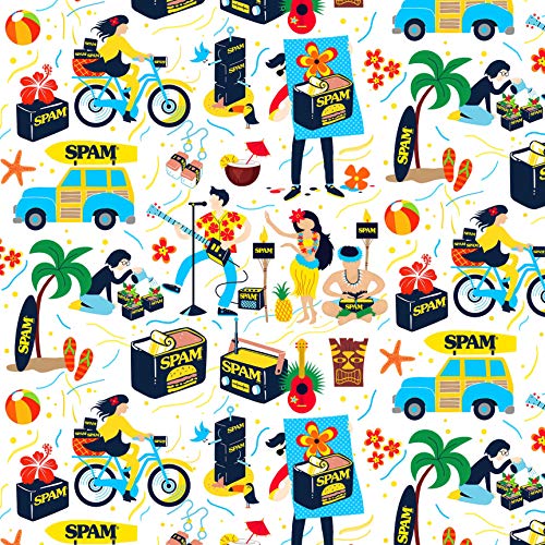 Michael Miller Fabrics Spam Life White, Fabric by the Yard