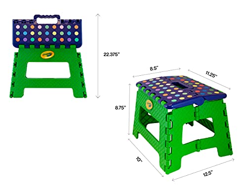 Crayola 9” inch Folding Step Stool (1 Pack), Step Stool for Kids, Toddler Color Learning, Toddler Step Stool, Kitchen Helper Stool for Toddlers, Potty Training Step Stool, Step Stool 300 lb Capacity