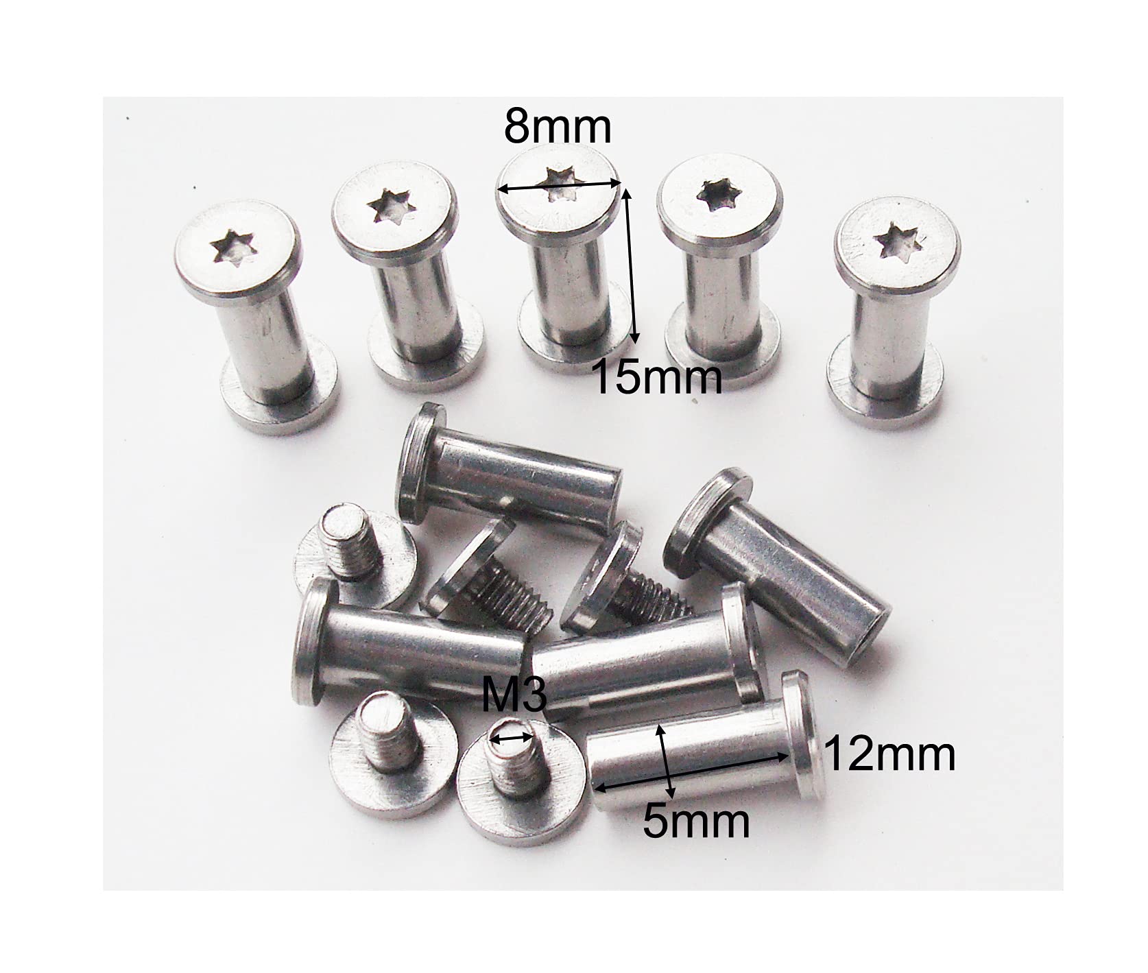 NC HAISDA Folding Knife Corby Bolts Pocket Knives Pivot Pins EDC Knifemakers Screw Fasteners Rivets DIY Knife Handle Studs Pack of 10 12mm