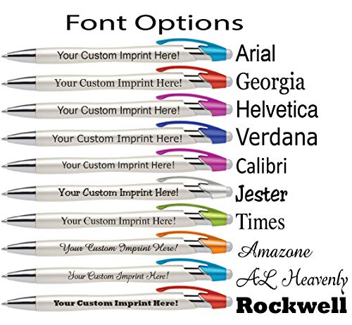 Express Pencils Custom Pens with Stylus - The Pearl - Personalized Metallic Printed Name Pens with Black Ink - Imprinted with Logo or Message - Great Gift Ideas - FREE PERSONALIZATION 12 pack (Silver)