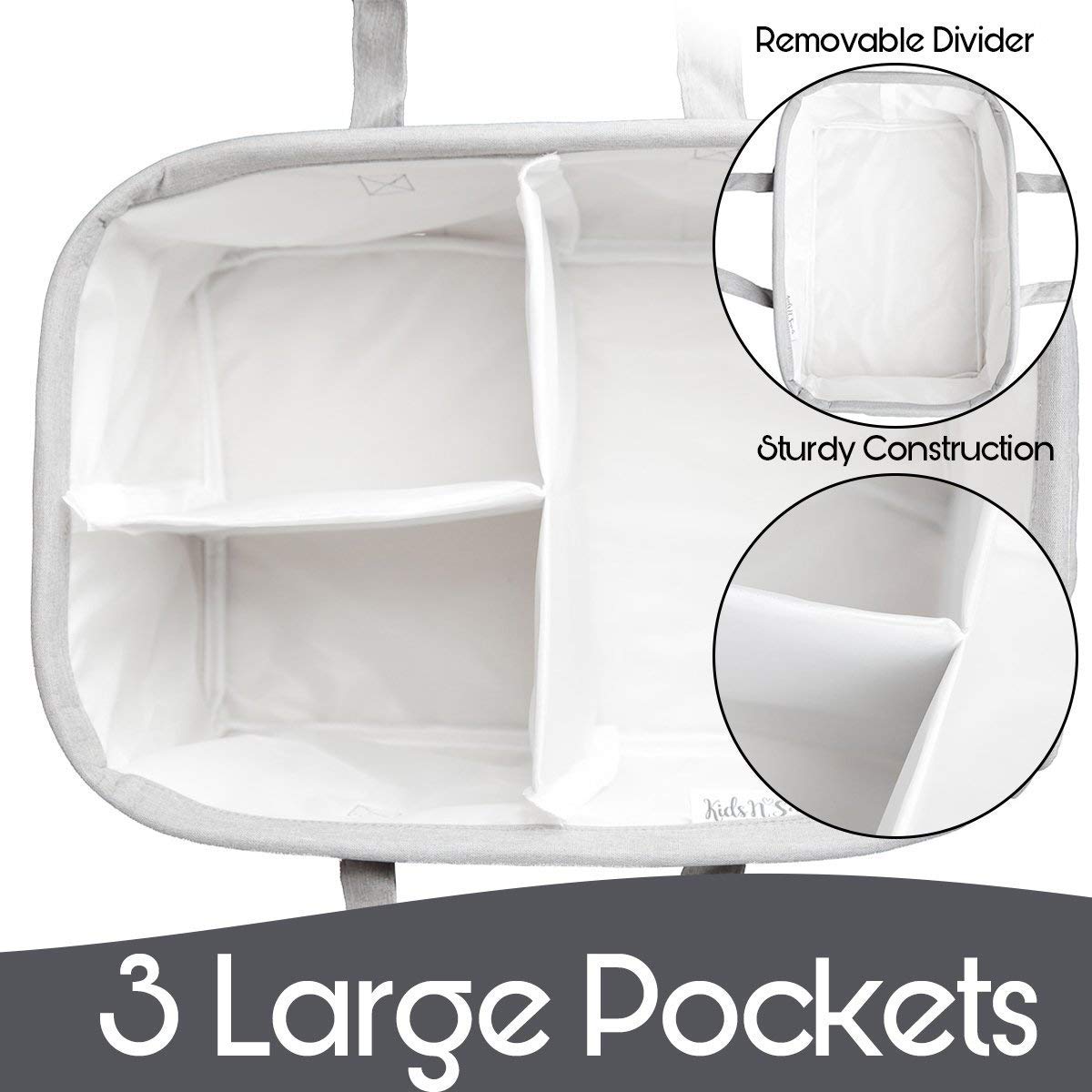 4 in 1 Baby Wrap Carrier and Diaper Caddy Organizer Bundle - Ring Sling- Grey and White Stripes Cotton