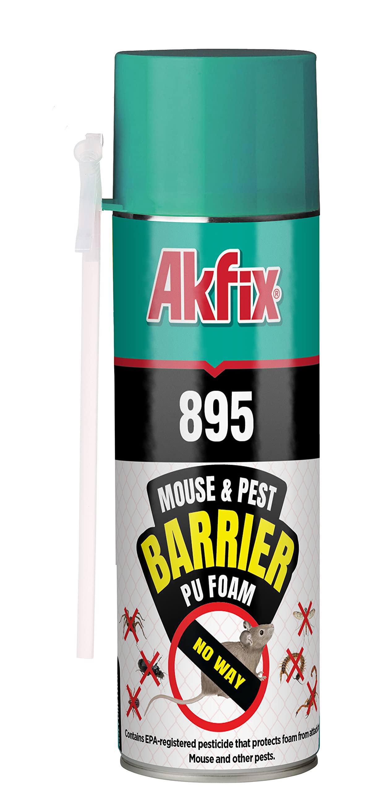 Akfix 895 Pest Block Insulation Spray Foam (1x13.5 Oz.) - Gap Filler, Mouse Hole Blocker, Polyurethane Expanding Foam Spray for Rodent Barrier, Gaps Cracks Filler | 13.5 Oz. 1 Pack