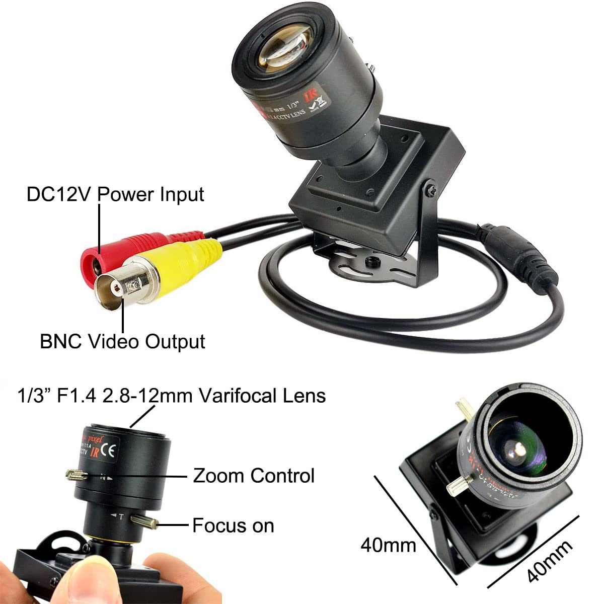 Vanxse CCTV 960H 1000TVL HD Mini Spy Security Camera 2.8-12mm Varifocal Lens Indoor Surveillance Camera