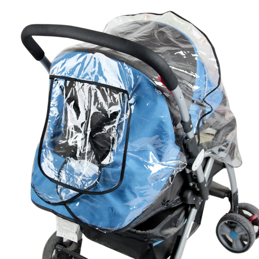 Clear Stroller Rain Cover Travel Weather Shield Breathable Windproof Waterproof Baby Pram Stroller Rain Cover Canopy Protect from Rain Wind Sun Dust Snow Universal Baby Stroller Accessories