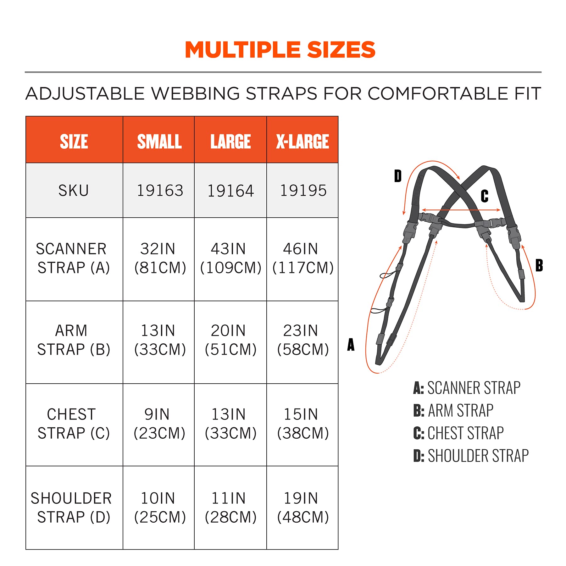 Ergodyne Squids 3132 Barcode Scanner Harness, Tethering Lanyard for Bar Code Scanners and Mobile Computers Extra Large