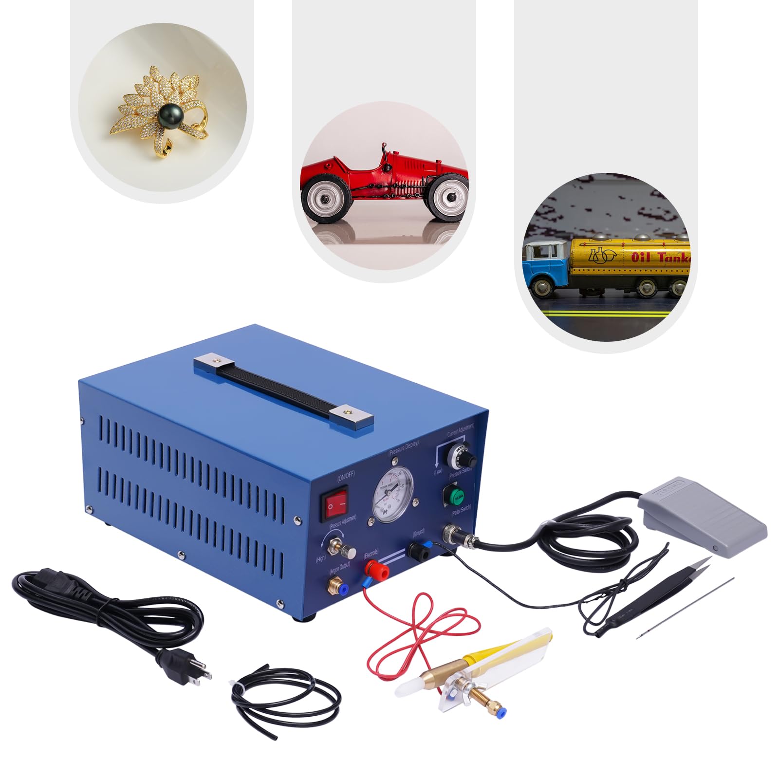 Adjustable Pulse Spot Welding Machine, 800W Jewelry Welder Argon Pulse Sparkle Spot Welder for Gold Silver Platinum