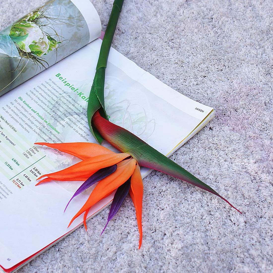 Calcifer 32'' Real Touch Bird of Paradise Artificial Flowers Bouquet for Home Garden Decoration/Wedding Party Decor (Goldenrod,5 Stems)