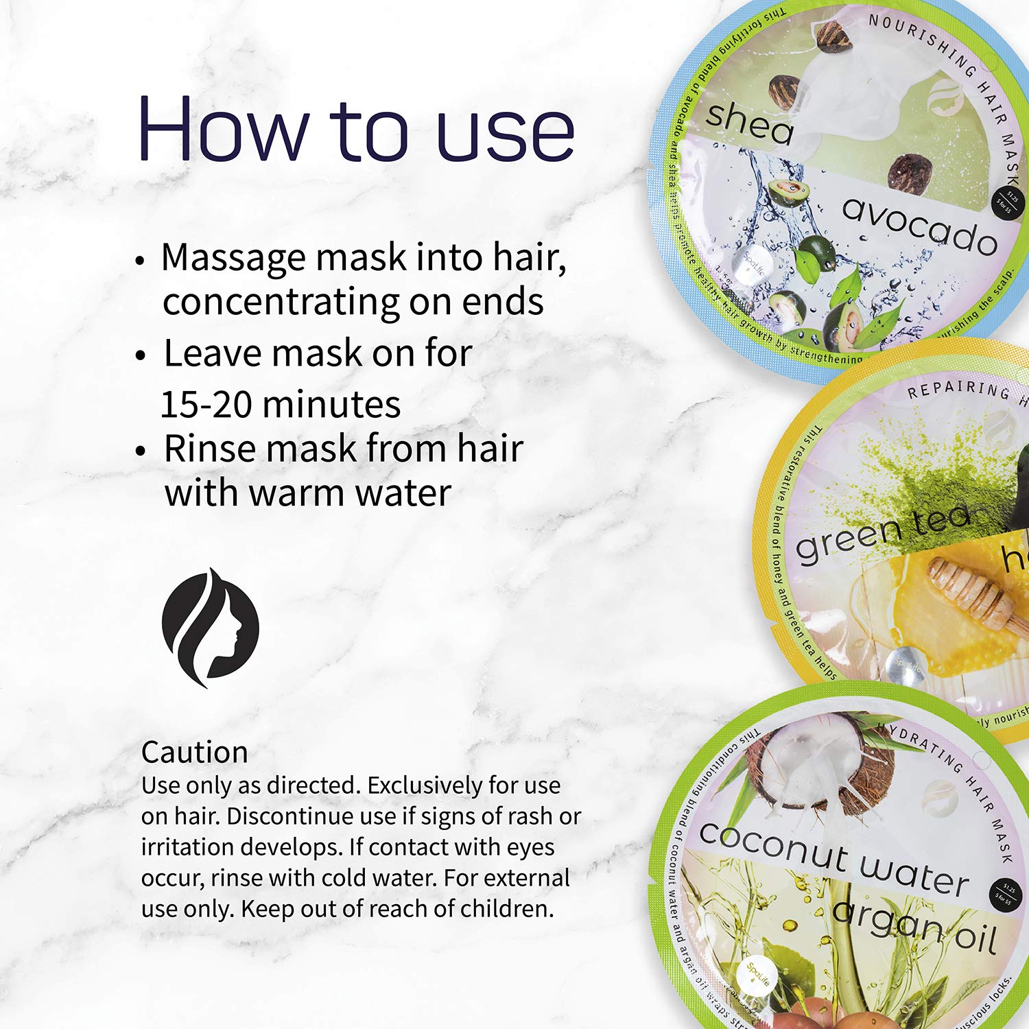 SpaLife Green Tea and Honey Repairing Hair Mask 10 count