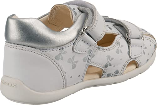 Geox Baby Girls Low-Top Trainers First Steps, White Silver, 3 Infant