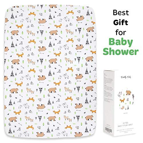 Cuddly Cubs Graco Pack n Play Fitted Sheet β Woodland Playard Sheet β Snuggly Soft Jersey Cotton Mini Crib Sheet for Boy, Girl β 1 Pc
