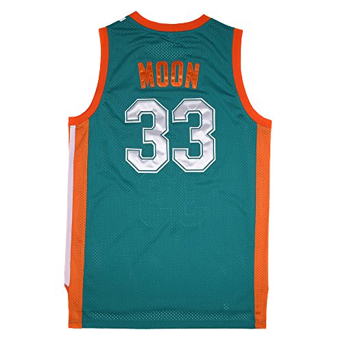 BOROLIN Mens Basketball Jersey #33 Jackie Moon Flint Tropics 90s Movie Shirts (Green, X-Large)