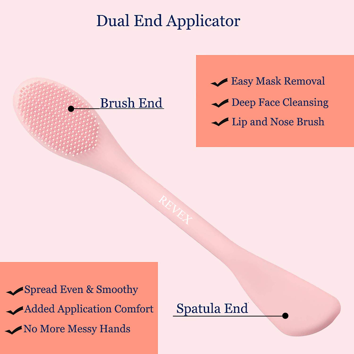 REVEX Silicone Face Mask Applicator,Face Scrubber,2Pcs Mask Applicator Tool for Facial Mud,Facial Cleansing Brushes with Bristles for Makeup Skincare Removal.(Pink+Gray)