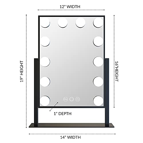 Impressions Vanity Hollywood Tri-Tone XL Makeup Mirror with 12 LED Bulbs, Dressing Mirror with 360 Degree Swivel (White)