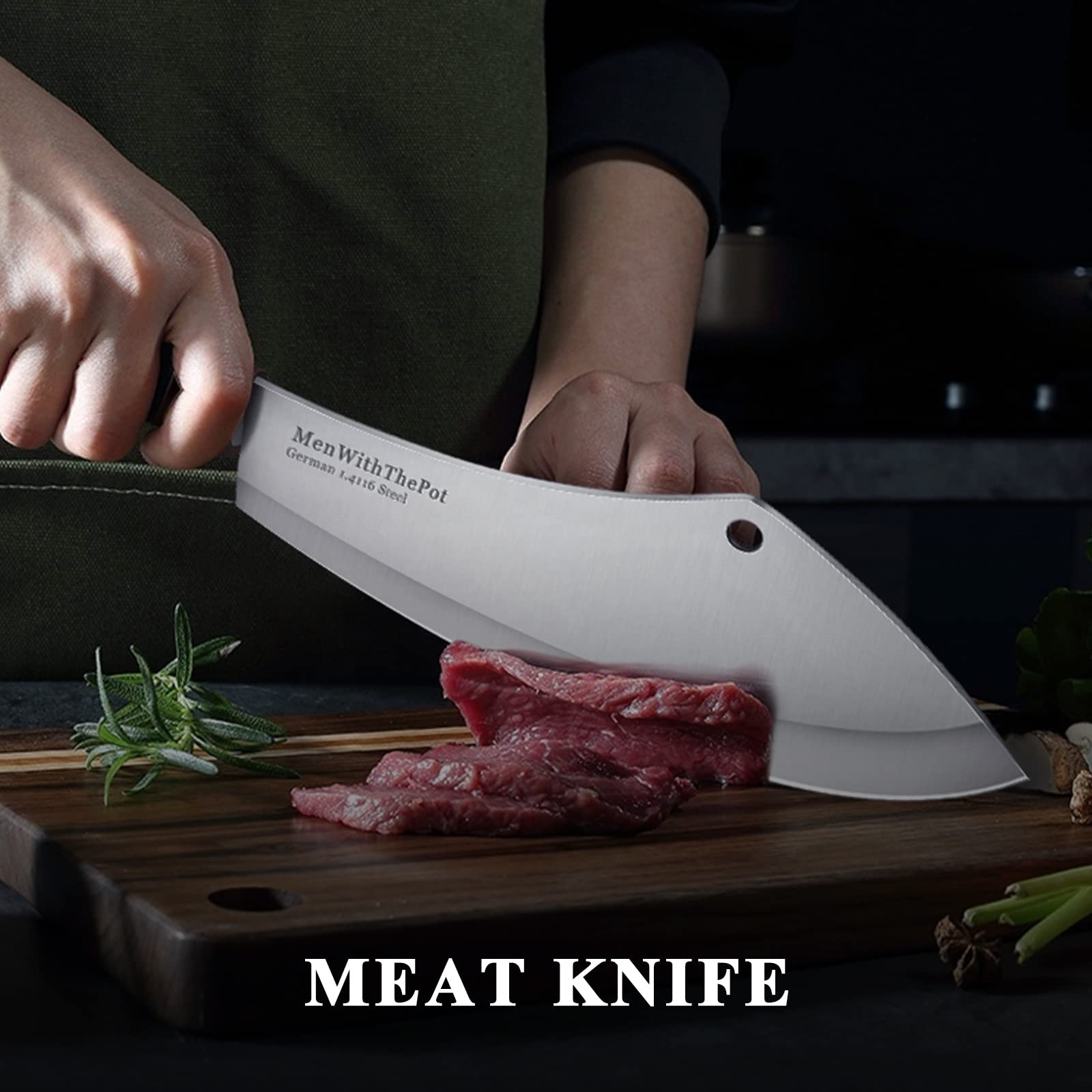 MEN WITH THE POT Butcher Knife With Sheath Meat and Vegetable Cleaver Knife for Kitchen or Camping Christmas Gifts for Men Father
