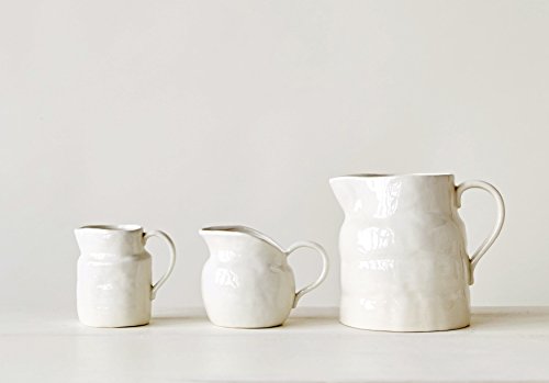 Creative Co-Op White Stoneware Creamer Vintage Reproduction