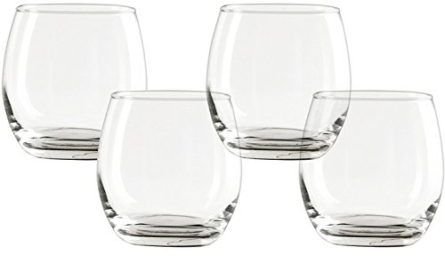 Circleware Downtown Stemless Wine Lead-Free Glass Cups for Bar, Water, Juice, Whiskey & Beverage Drinks, 4 Count (Pack of 1), Clear