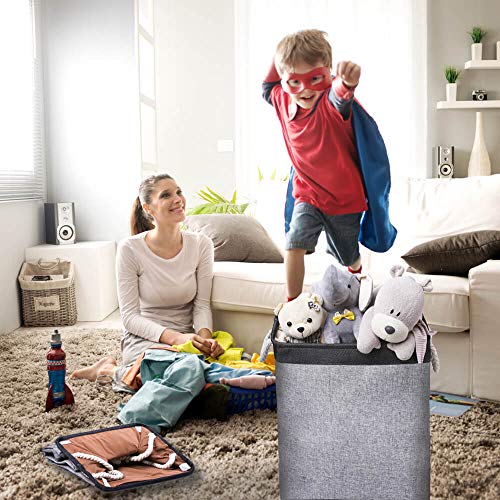 JYHJ Laundry Hamper with Handles Hampers for Laundry Foldable Fabric Laundry Basket Built-in Lining with Detachable Brackets for Bathroom Clothing Washing Storage, Grey