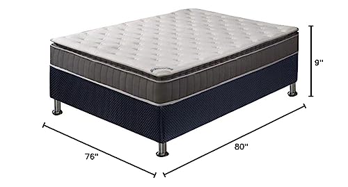 Continental Sleep 9-Inch Foam Encased Pillowtop Pocketed Coil Innerspring Fully Assembled Mattress, Good for The Back, King, White