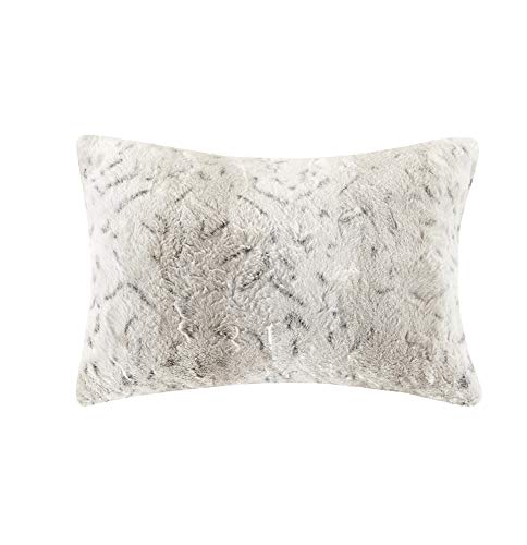 Madison Park Zuri Soft Plush Comforter Set, Faux Fur Animal Stripes Design, Faux Mink On The Reverse, Modern All Season Bedding Set with Matching Sham, King, Snow Leopard 4 Piece