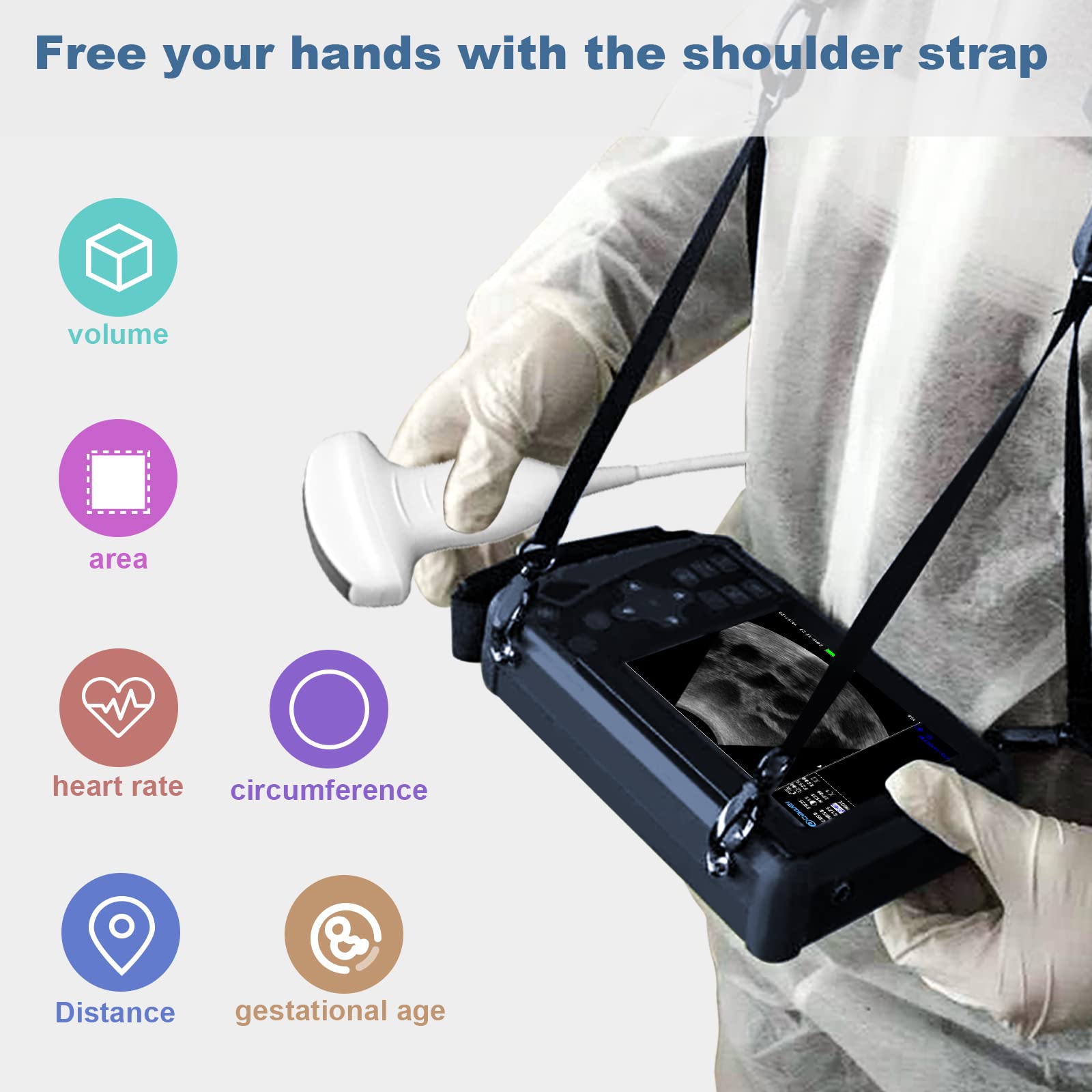 Aopuoe Portable Ultrasound Scanner for Veterinary, with 3.5Mhz Convex Probe, for Pig/Dog/Sheep/Tiger/Bear/and Other Medium-Sized Animals Use
