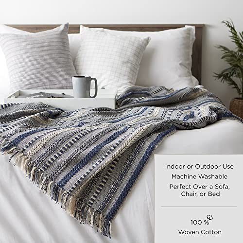 DII Rustic Farmhouse Cotton Chevron Blanket Throw with Fringe for Chair, Couch, Picnic, Camping, Beach, & Everyday Use, 50 x 60 - Urban Chevron Mineral
