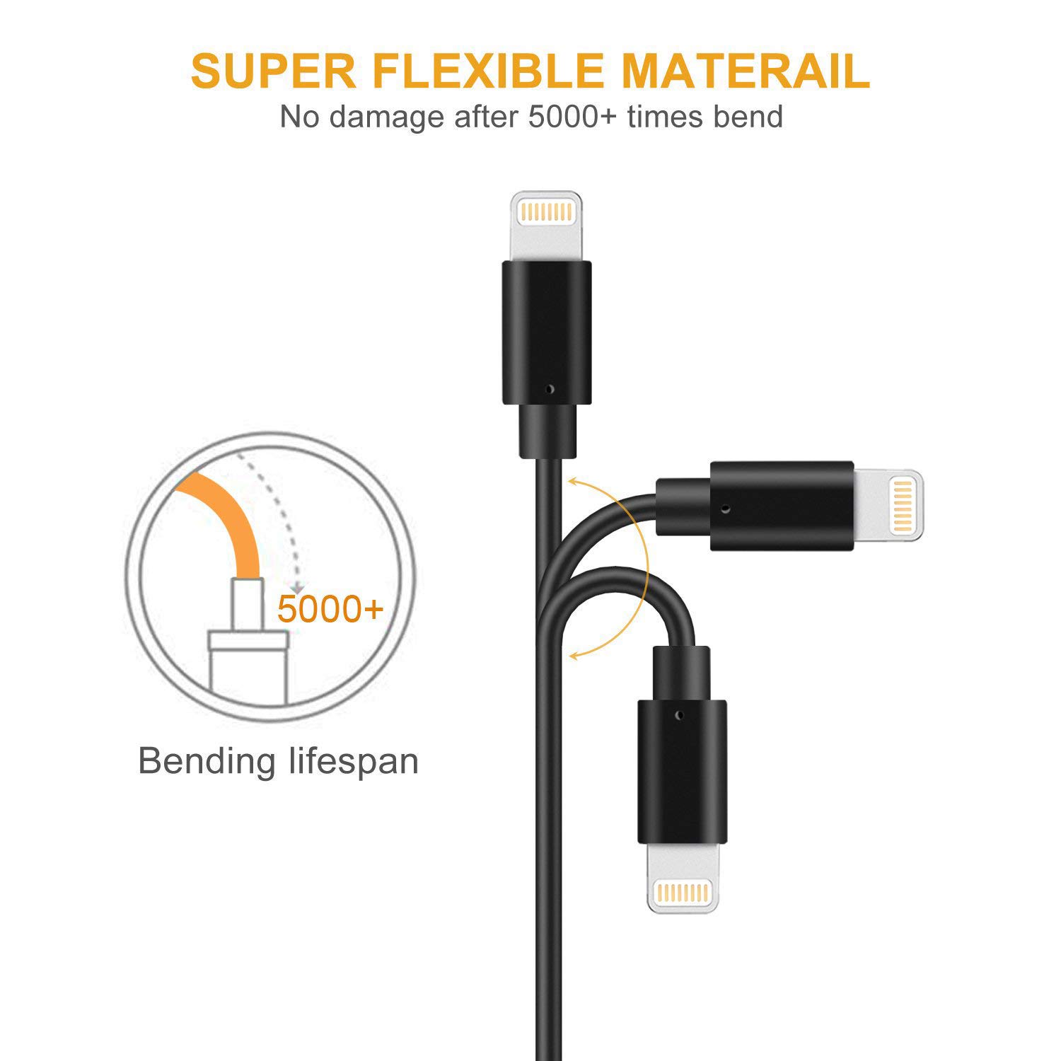 Marchpower Charger Cable iPhone 3Pack 6FT Lightning Cord USB Cable Fast Charging Cord MFi Certified iPad (2020) iPhone 13 12 11 Pro Max XR Xs X 8 Plus 7 Plus 6S 5S SE iPad Pro Air iPod Touch Black