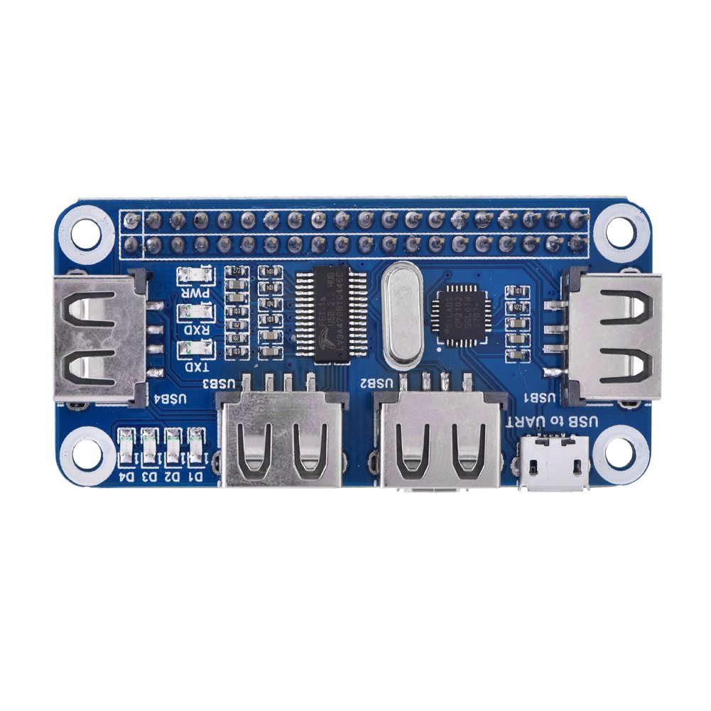 USB Hub Hat,USB to UART Onboard 4 Port USB HUB HAT for B+ / 2B / 3B / Zero/Zero W (4 USB Ports,Onboard USB to UART,Onboard Multi Indicators)